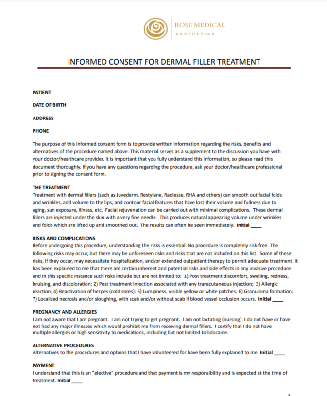Consents - Rose Medical Aesthetics